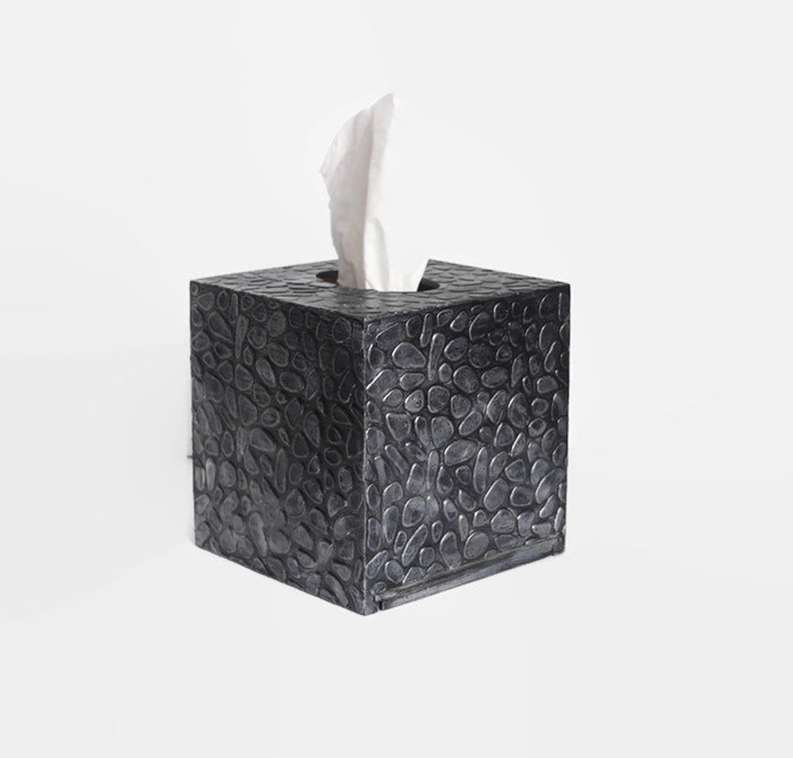 Tissue Box Cover Stones Tissue Box Silver Stones Wooden Tissue - Etsy