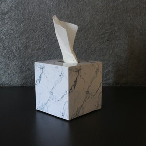 White Marble Table Decor Tissue Box Marble Effect Marble Bath Decor ...