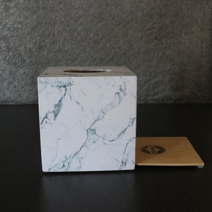 White Marble Table Decor Tissue Box Marble Effect Marble Bath Decor ...