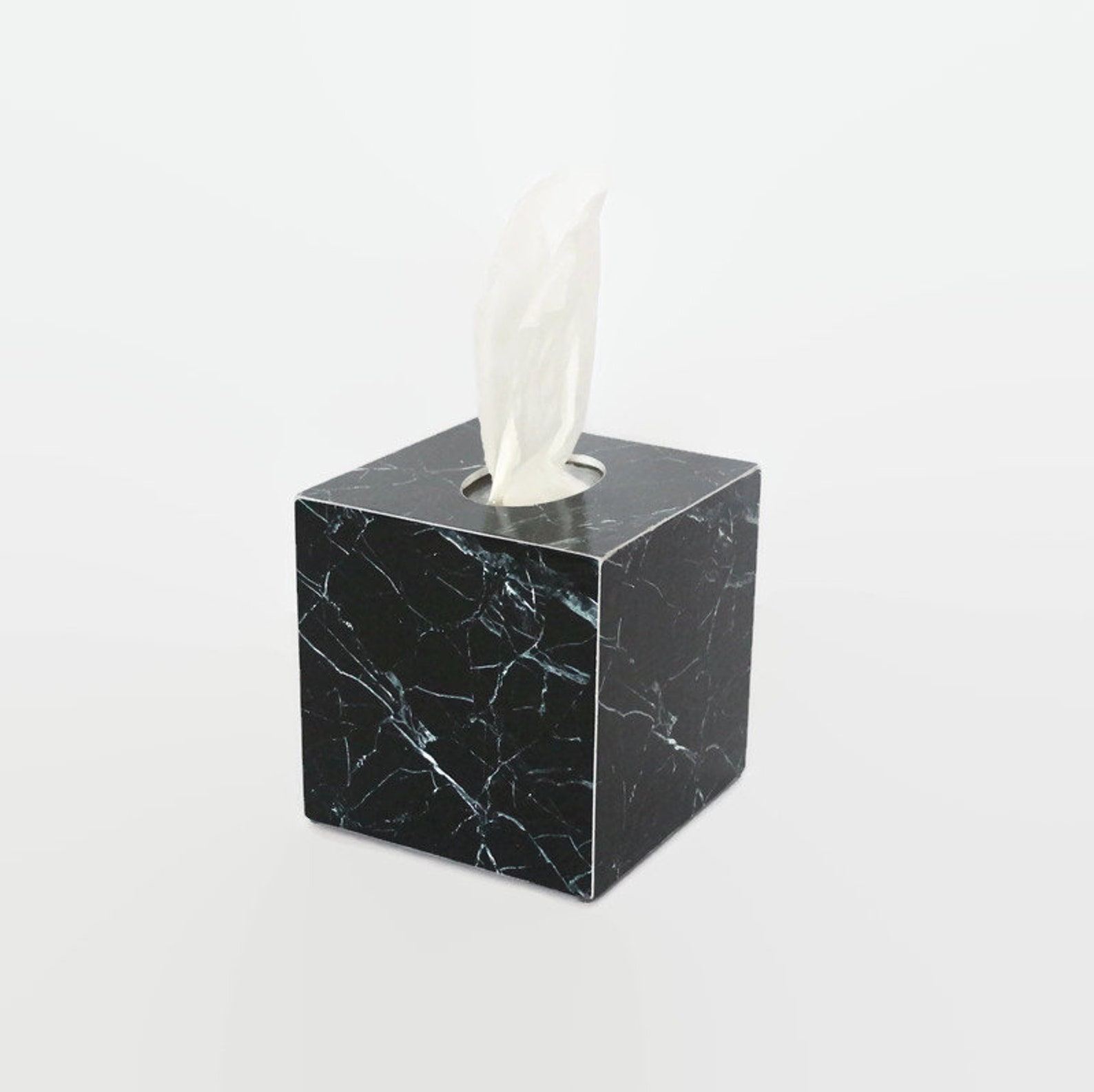 Tissue Box Cover Black Marble Napkin Holder Square Tissue Box | Etsy