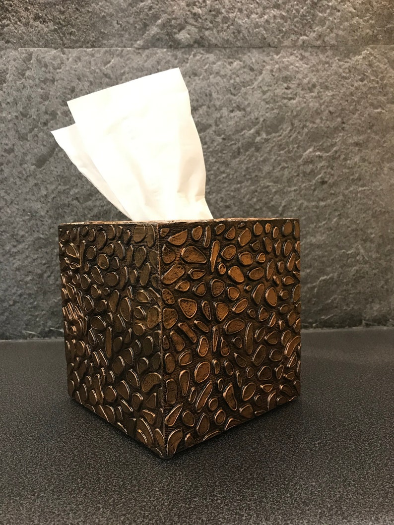 Stones Tissue Box Bronze Stones Decor Bath Accessories Intustrial Decor ...
