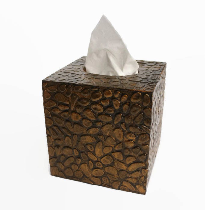 Stones Tissue Box Gold Stones Decor Bath Accessories Square | Etsy