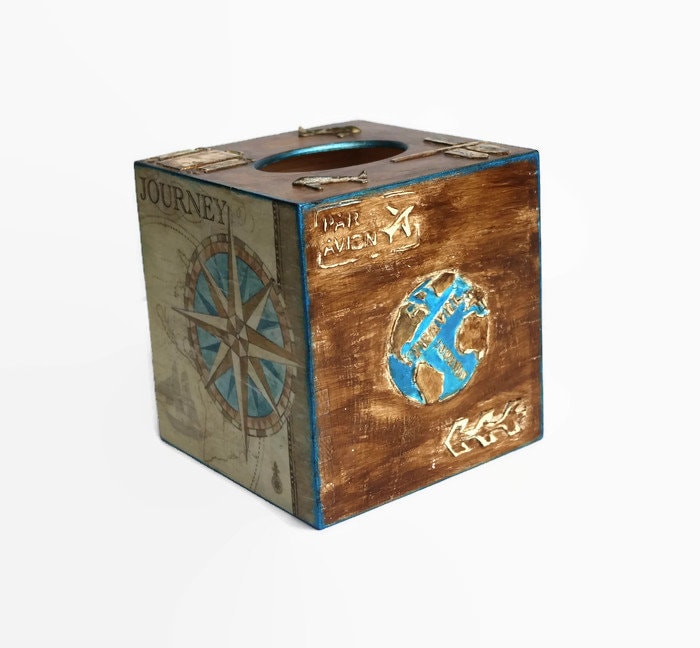 Tissue Box Cover Travel Theme Traveler Gift Square Tissue Box Tourist ...