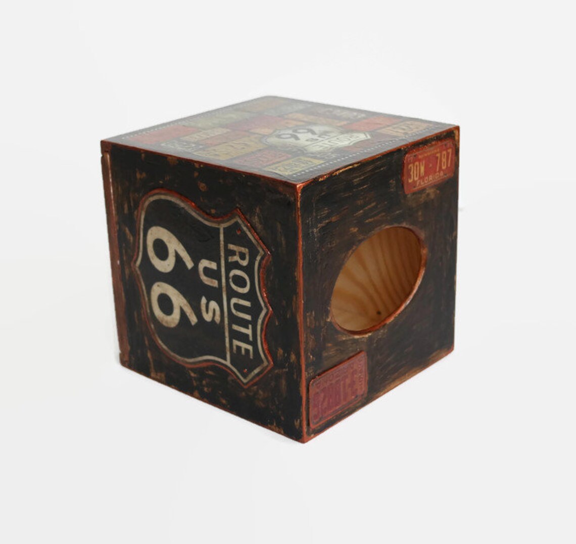 Route 66 Tissue Box Cover Cars Theme Vintage License Plates | Etsy