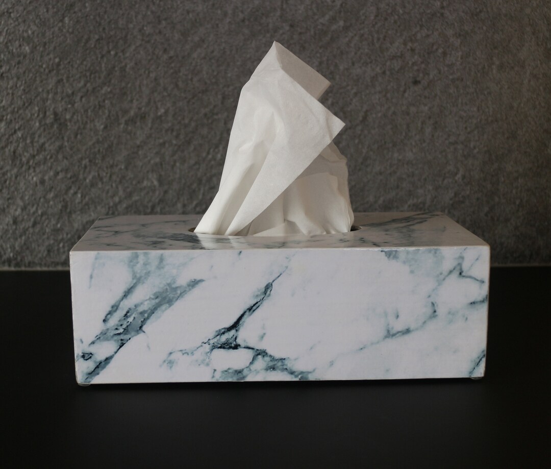 Housewarming Gift Marble Decor Tissue Box Cover White Marble Marble ...