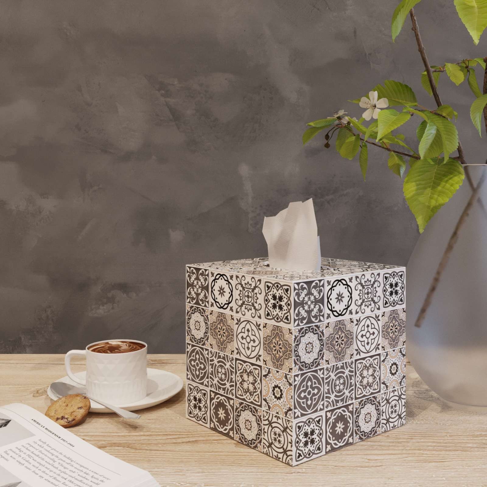 Serving table decor Tissue box cover Tiles MADE ON ORDER Brown | Etsy