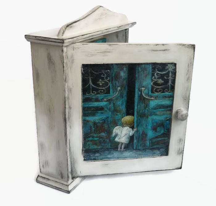 Key Cabinet Angel Shabby Chic Key Holder Angel Key Box Vintage - Etsy