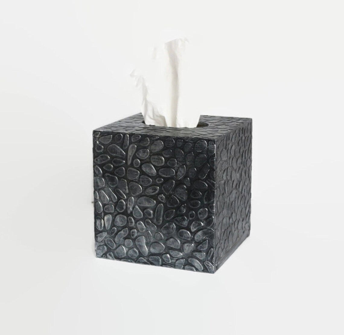 Tissue Box Cover Stones Tissue Box Silver Stones Wooden Tissue - Etsy