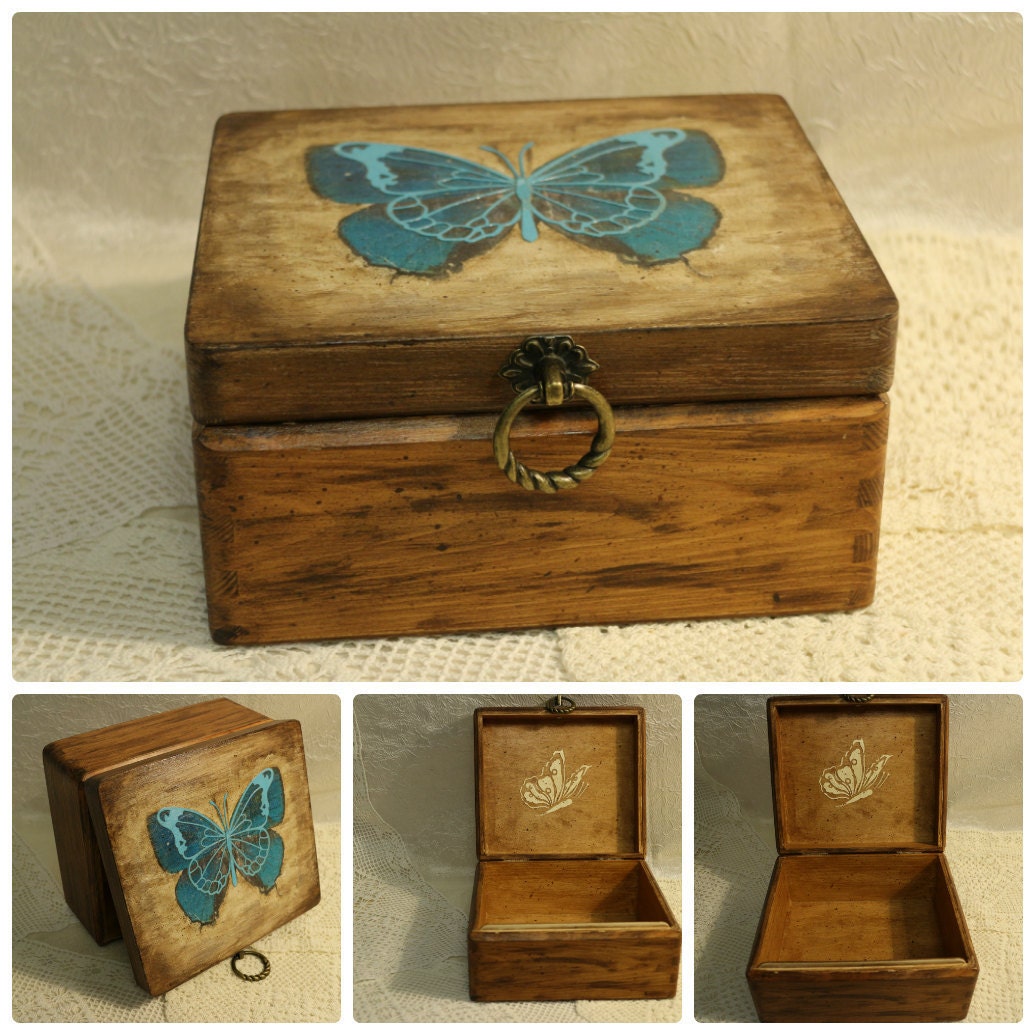 Storage & Organization Jewelry Storage Decoupage box Wooden keepsake ...