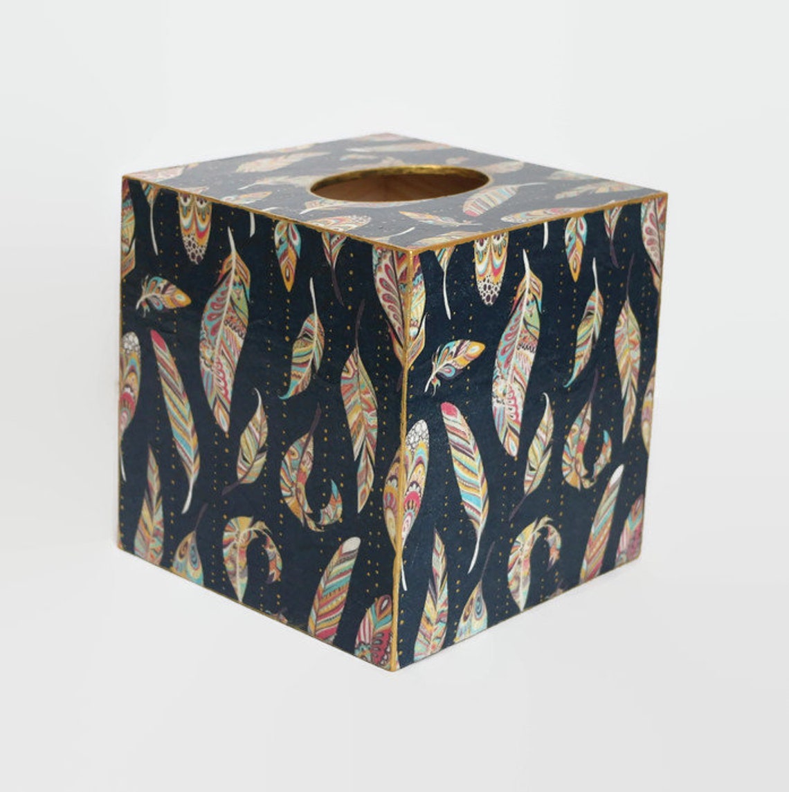 Tissue Box Cover Feathers Square Tissue Box Feathers Decor | Etsy