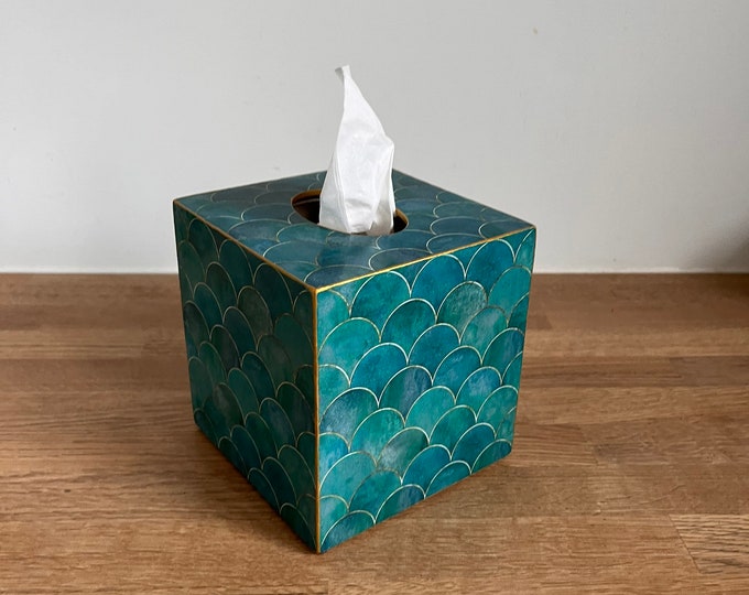 Scale Tile Fish Scale Tiles Turquise Scale Tissue Box Cover Bathroom ...