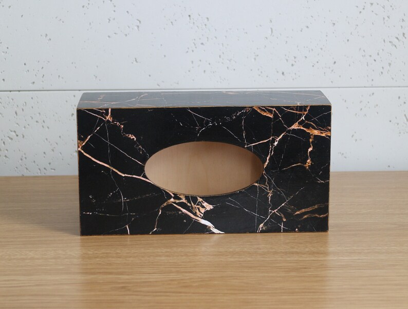 Black Marble Table Decor Tissue Box Cover Effect Marble - Etsy