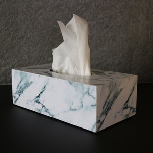 Housewarming Gift Marble Decor Tissue Box Cover White Marble Marble ...