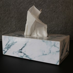 Housewarming Gift Marble Decor Tissue Box Cover White Marble Marble ...