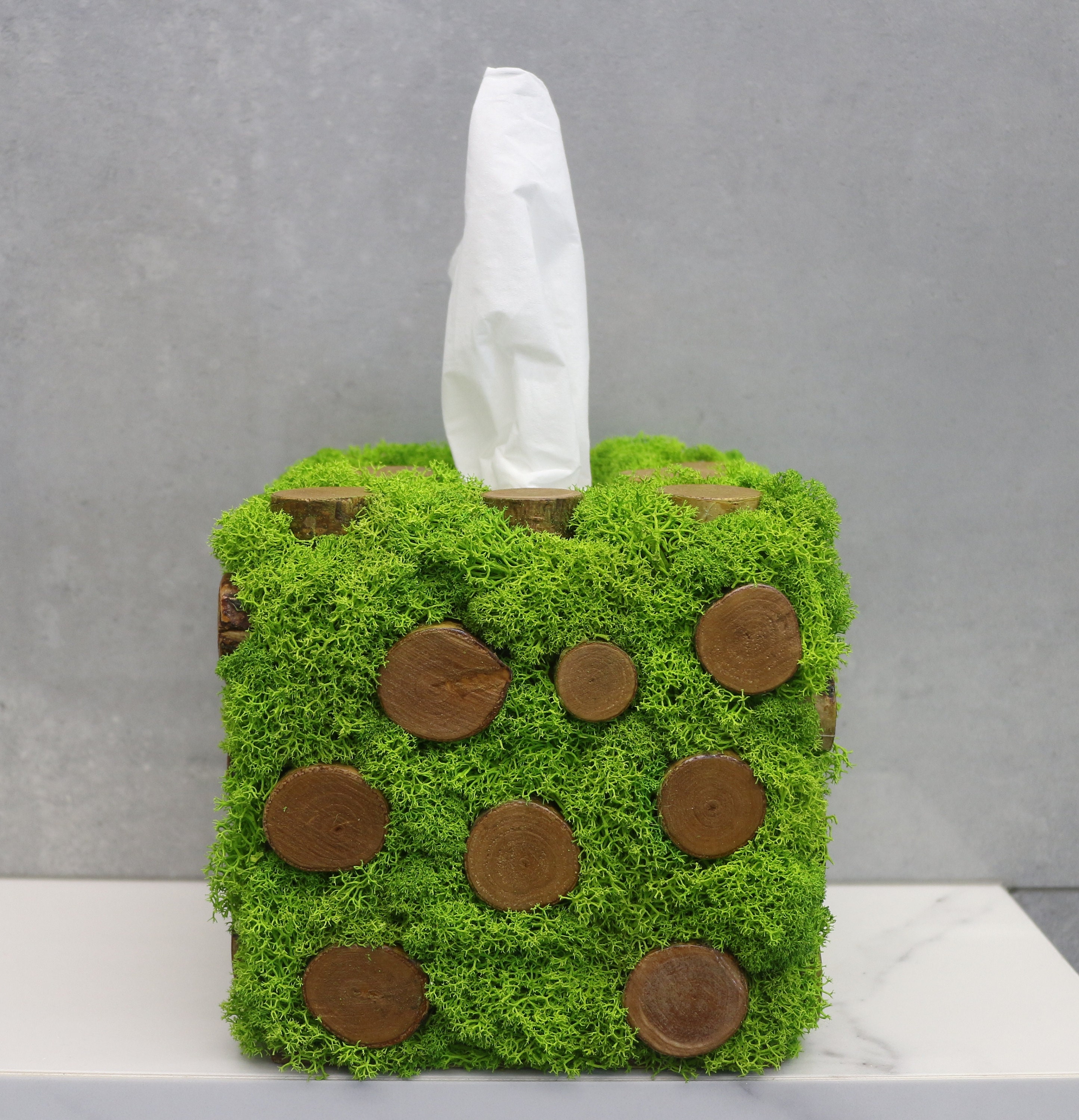 Green moss decor Moss Tissue box Bathroom accessory Rustic | Etsy