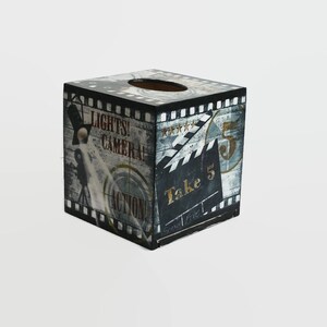 Gift for Actor Cinema Tissue Box Movie Camera Tissue Box Cover Wooden ...