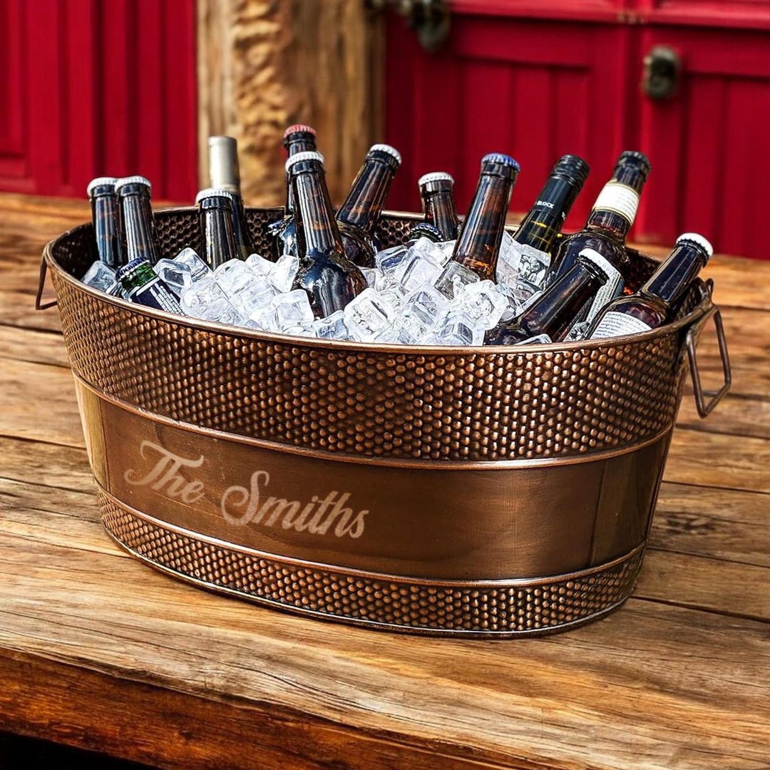 Personalized Copper Beverage Tub With Stand, Wedding Gifts for the ...