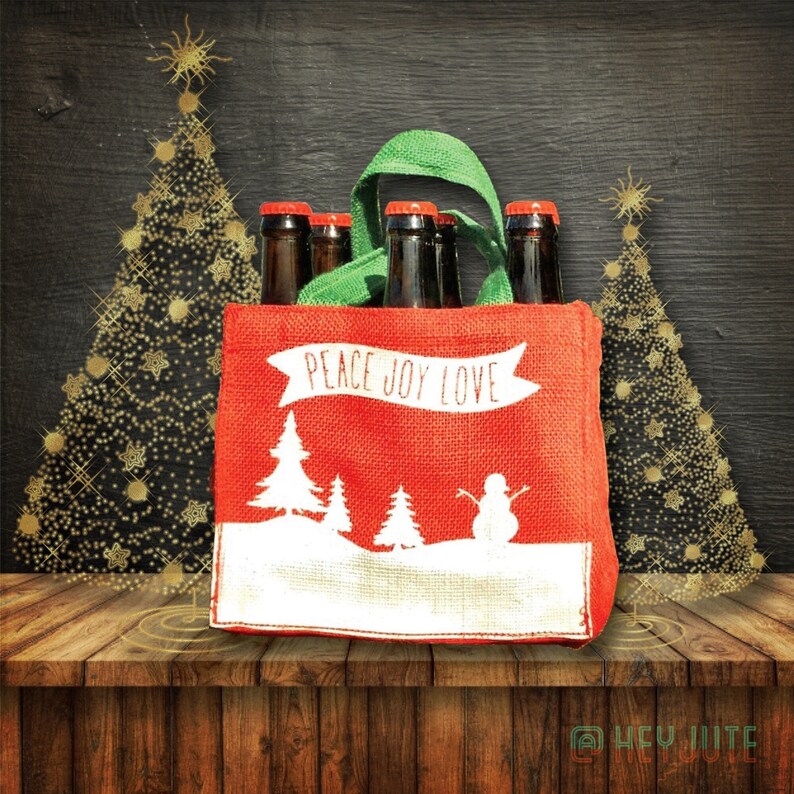 Pair of Two 6-pack Beer Bottle Bag. Christmas Beer Carrier Holiday ...