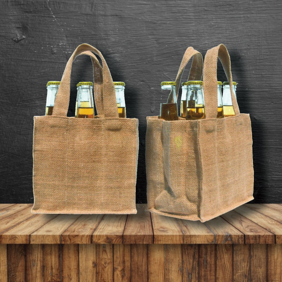 Pair of Two 6-pack Beer Bottle Bag Made of Jute and Burlap - Etsy