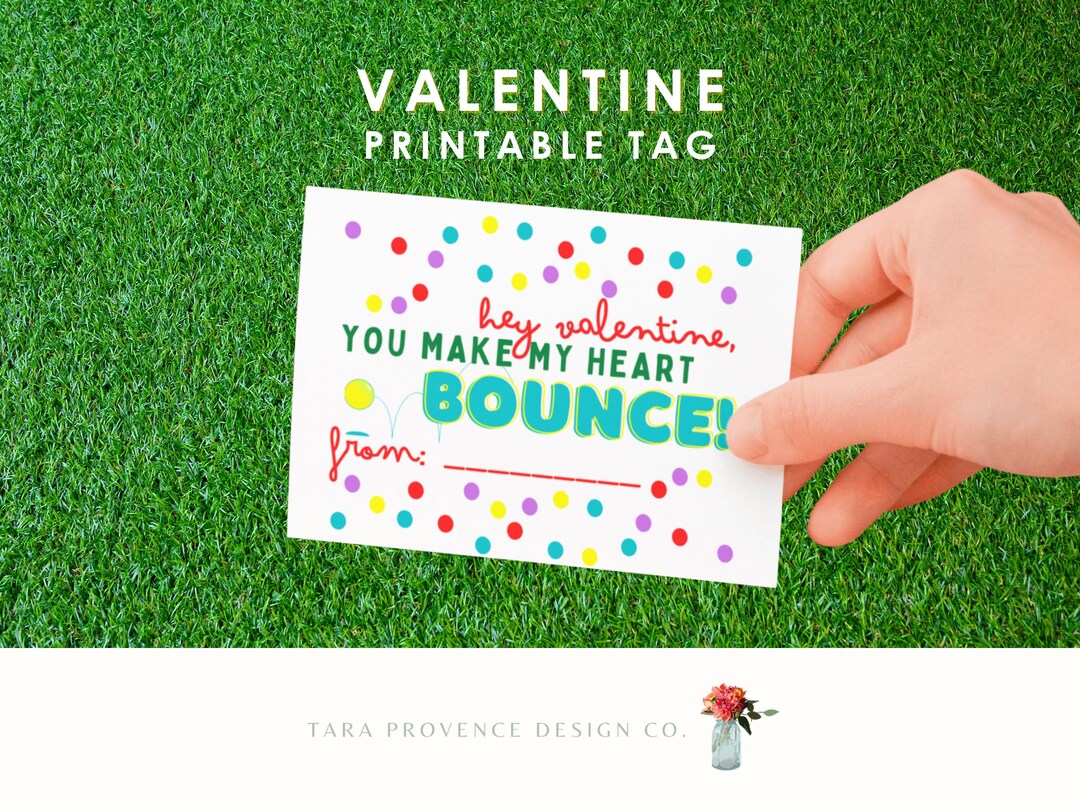 Printable Valentine Treat Bag Topper, Fold Over Label, Bouncy Ball, You ...