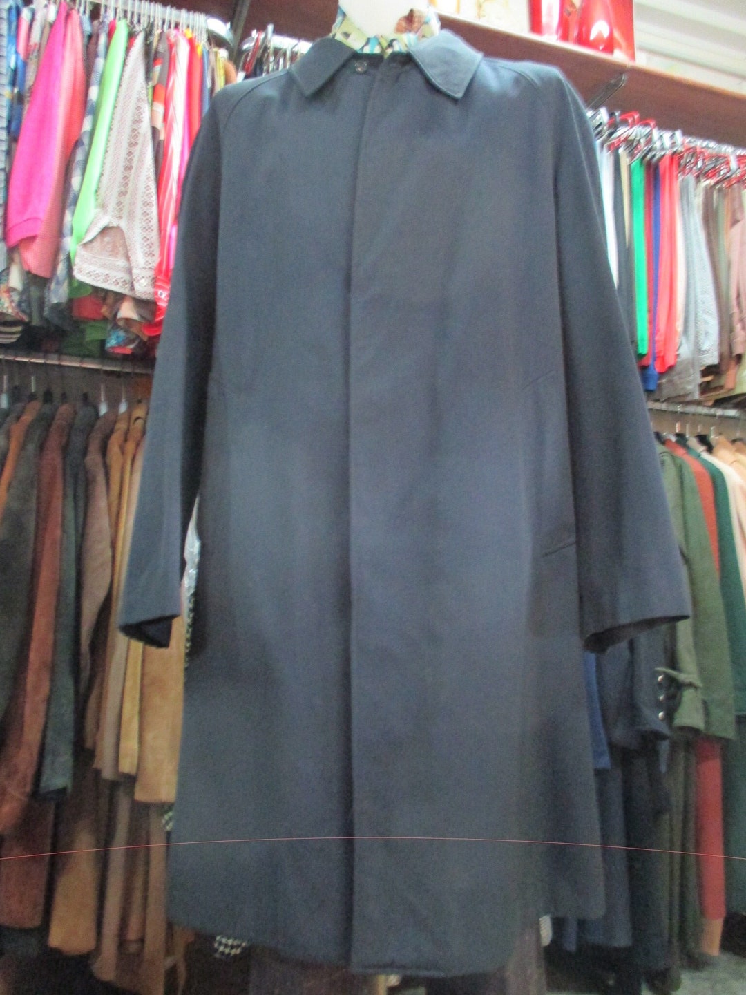 Vtg 70s Blue Raincoat/made in Italy/pure Wool/raglan Sleeves/lined ...