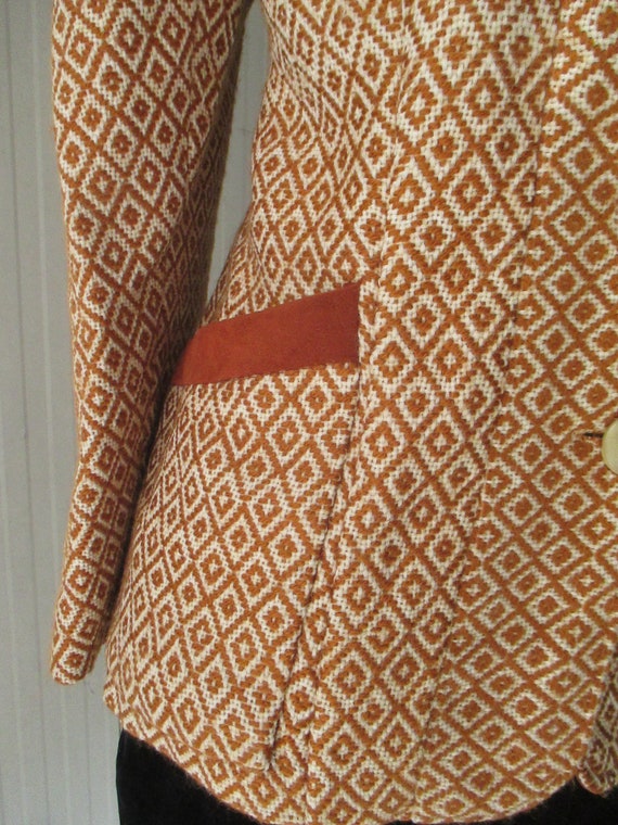 Early 80s pure wool jacket/Argyle pattern/Cream and r… - Gem