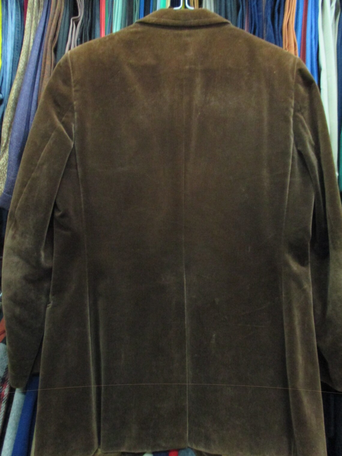 70s brown plain velvet slim jacket/Mods jacket/Big collar/Two | Etsy