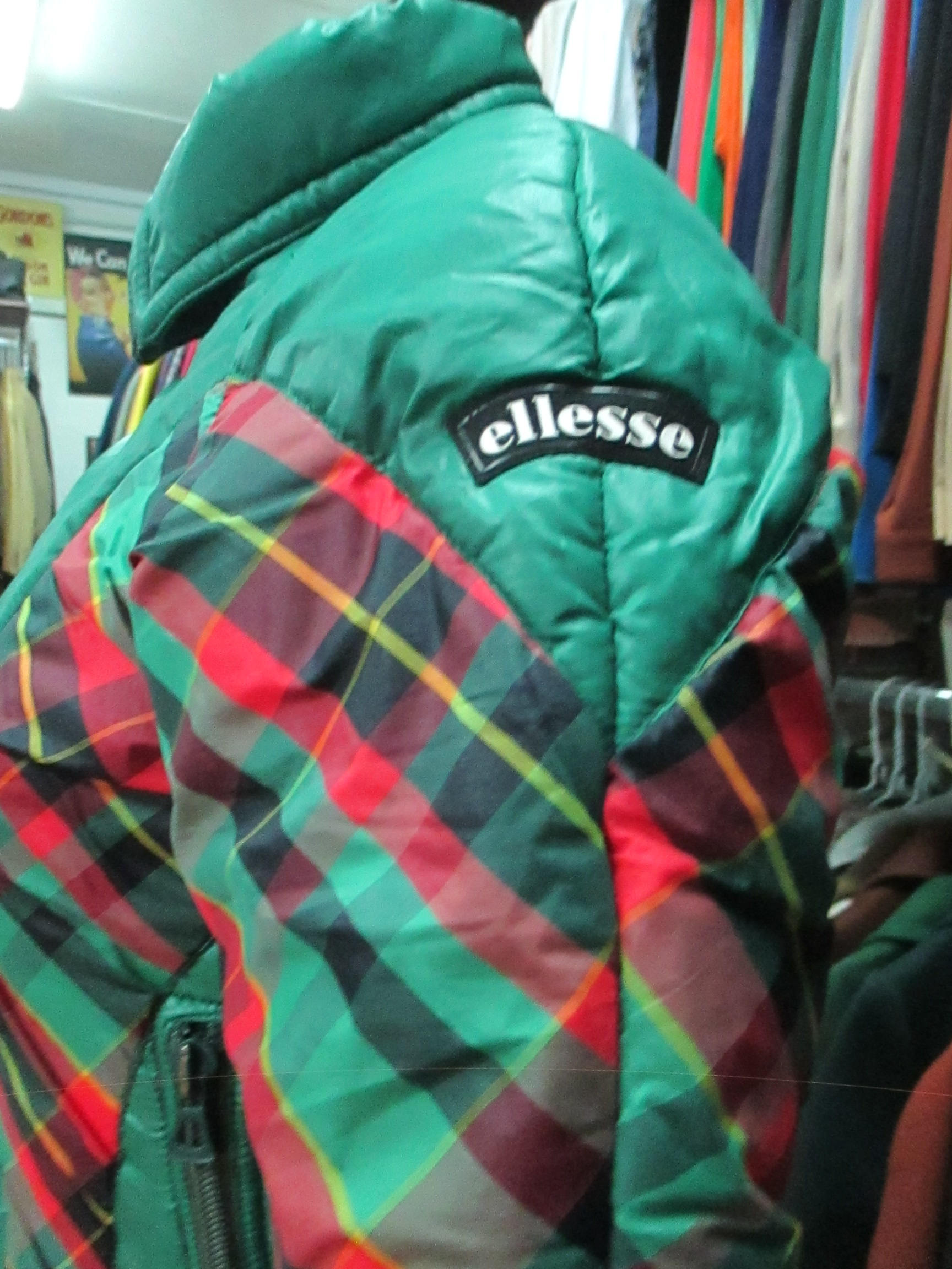 70s Brilliant Green Cropped Windbreaker/by Ellesse/plaid Inserts/cuffed ...