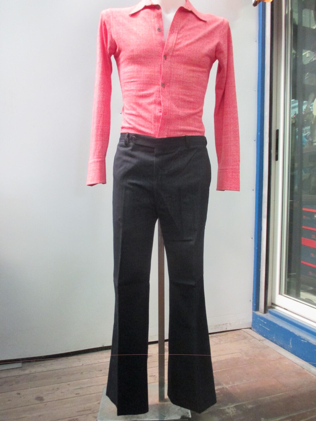 Vtg 60s Blu Pinstriped Flared Pants/60s Mods Trousers/combed Wool/4 ...