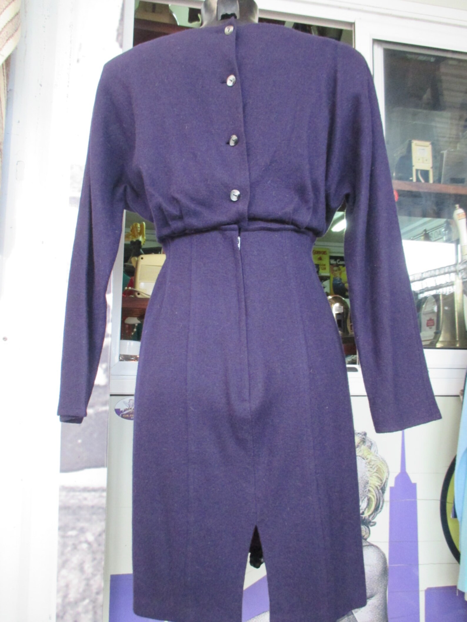 80s Angora Wool Dress Suit/purple/light Violet Striped Top/shoulder ...