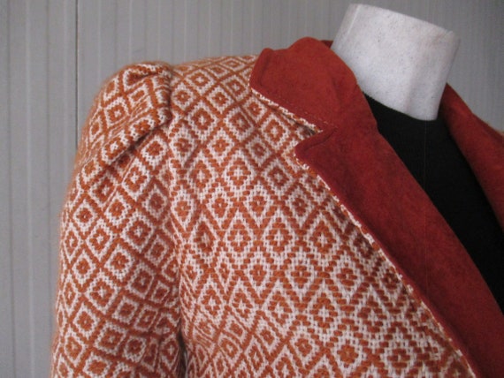 Early 80s pure wool jacket/Argyle pattern/Cream and r… - Gem