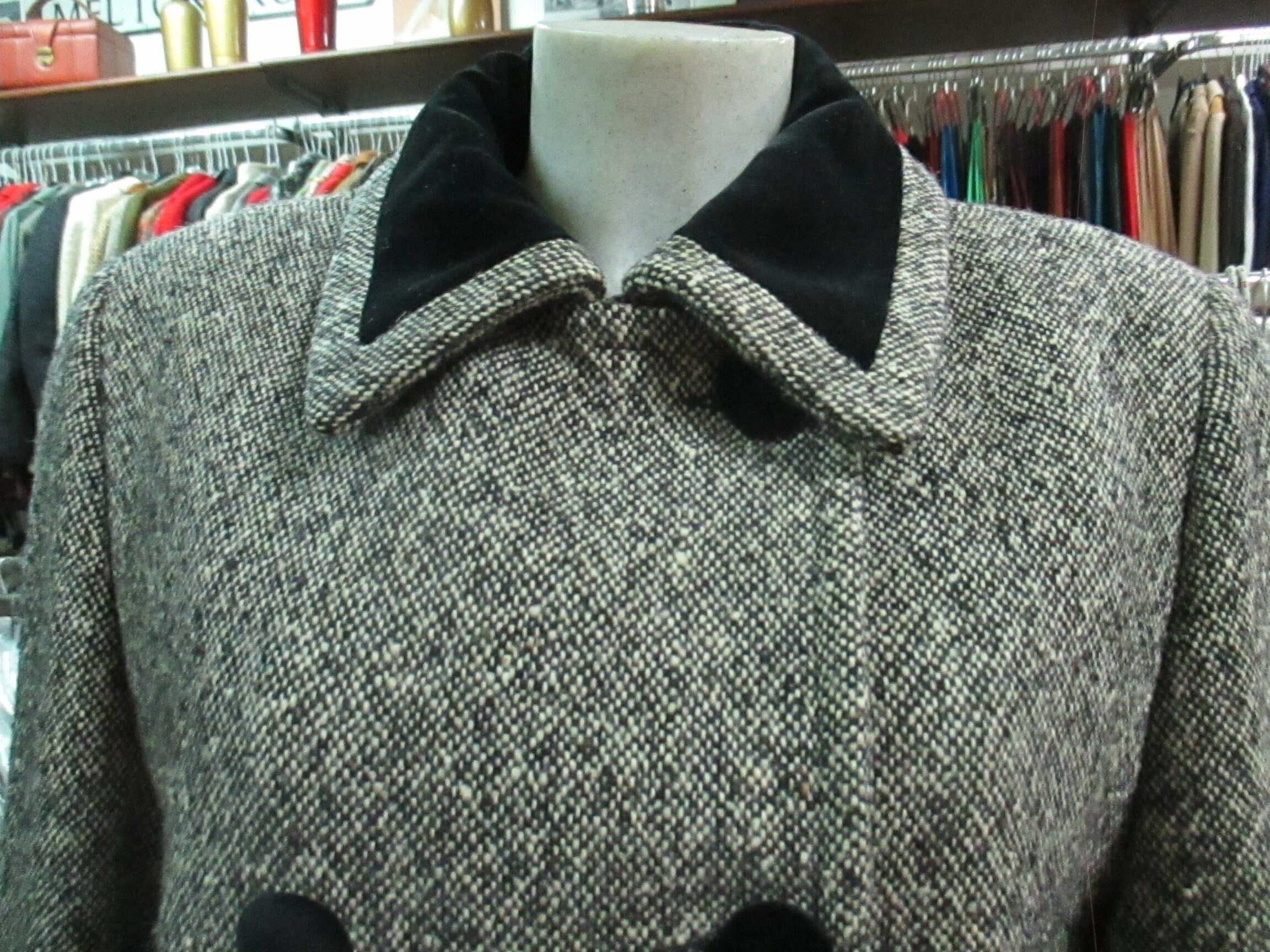 Vtg 80s flecked coat/Made in Italy by"Norton & Wilson"/Pure wool/Velvet ...