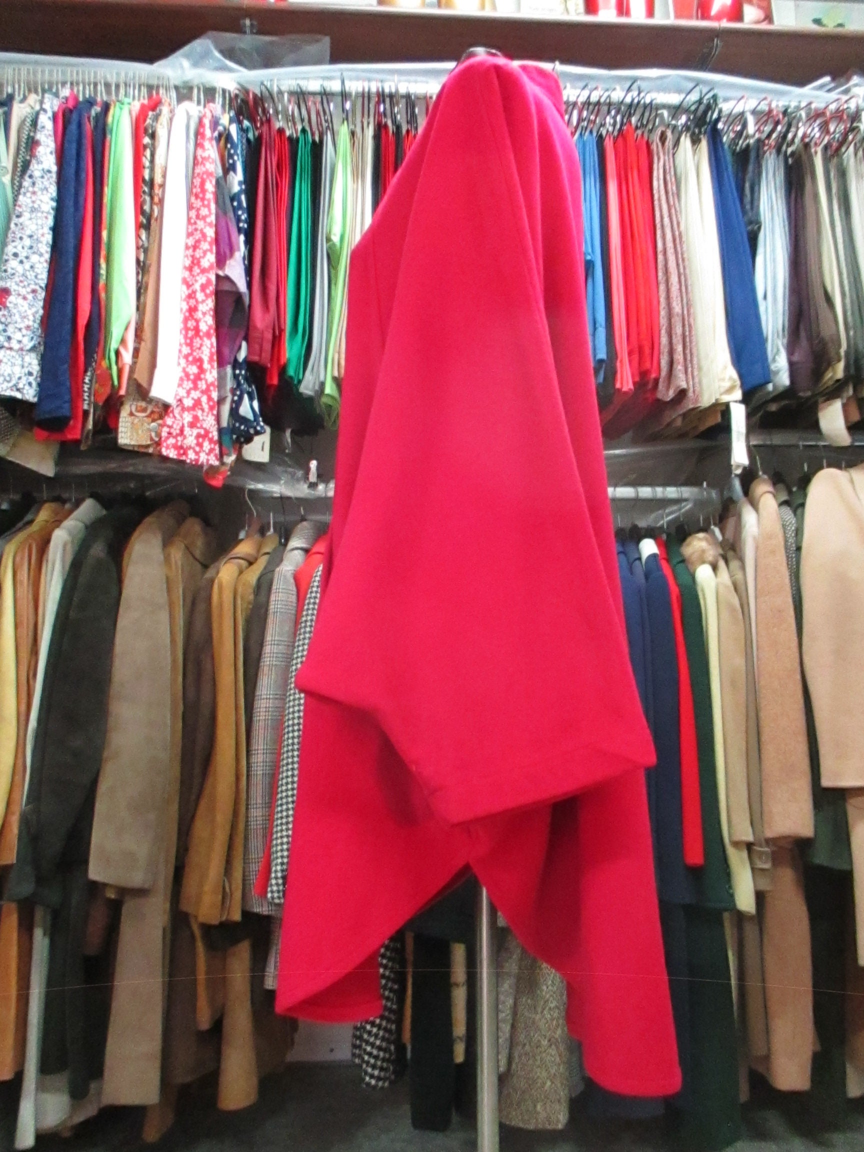 Vtg Early 80s Red Sleeved Cape/made in Italy/wool/unlined/size M-8-10 ...