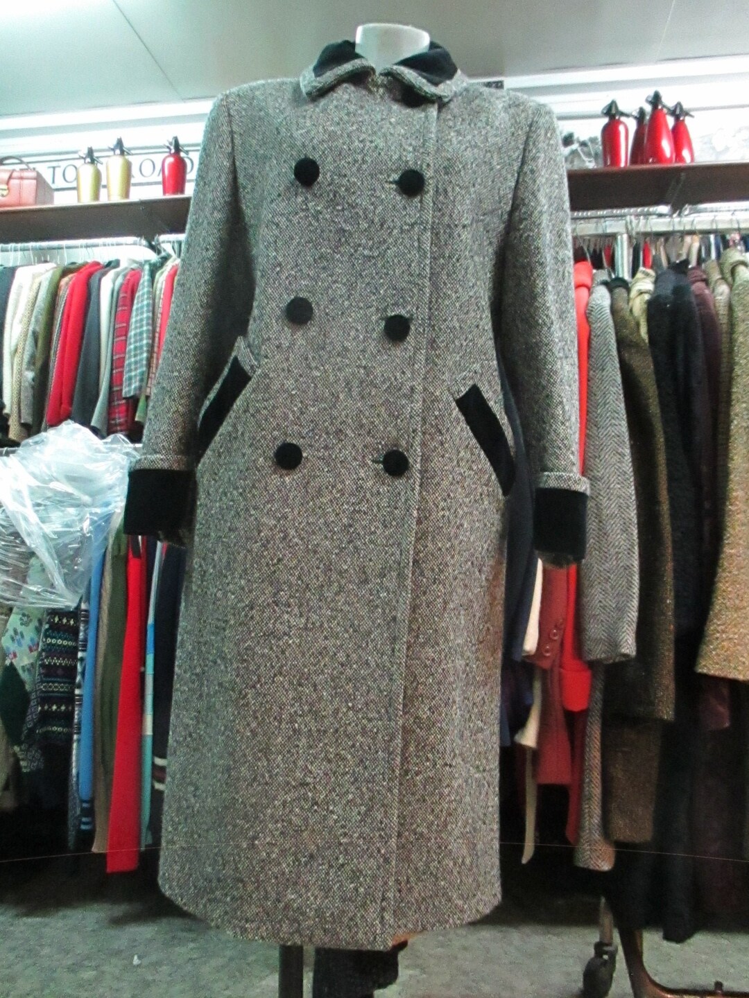 Vtg 80s flecked coat/Made in Italy byNorton & Wilson/Pure wool/Velvet ...