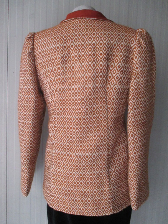 Early 80s pure wool jacket/Argyle pattern/Cream and r… - Gem