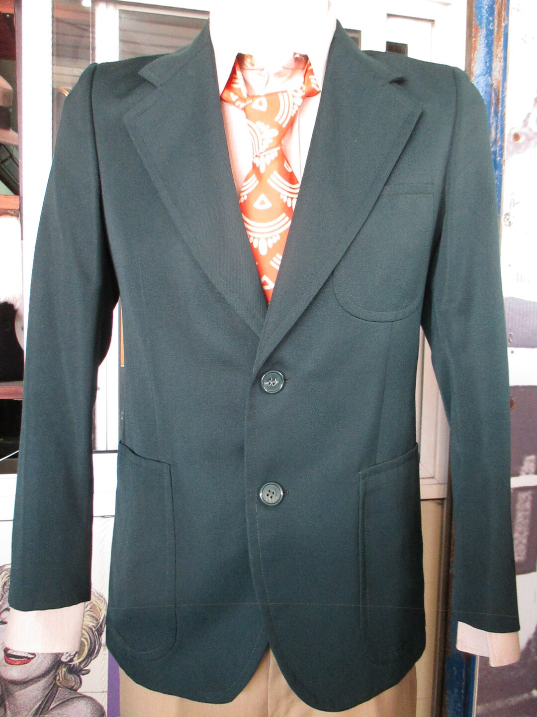 70s Deep Green Jacket/made in Italy By"lebole"/wool/two Buttons/patch ...