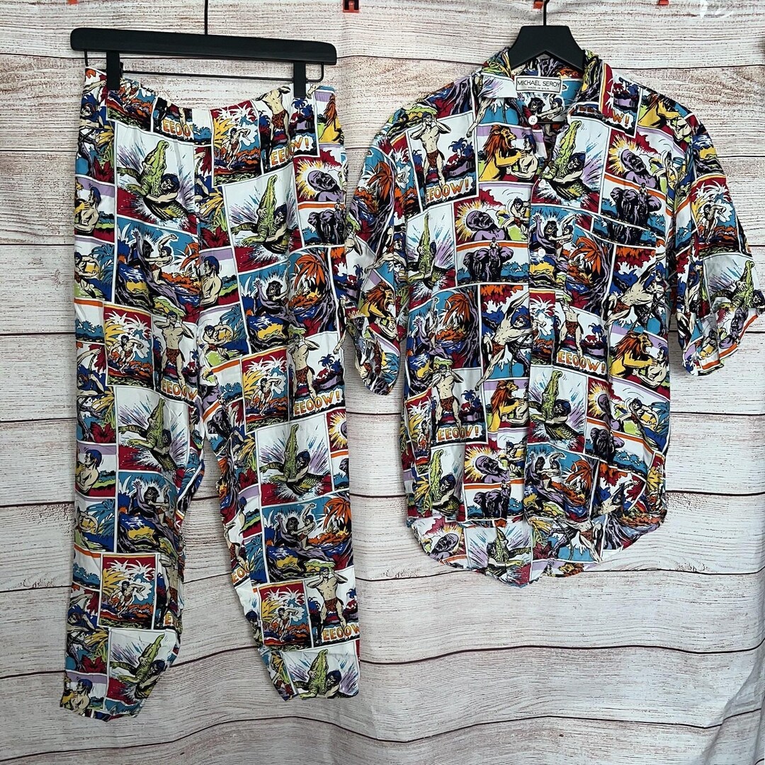 RARE Vintage Michael Seroy Comic Book Graphic Shirt and Pant Set - Size ...