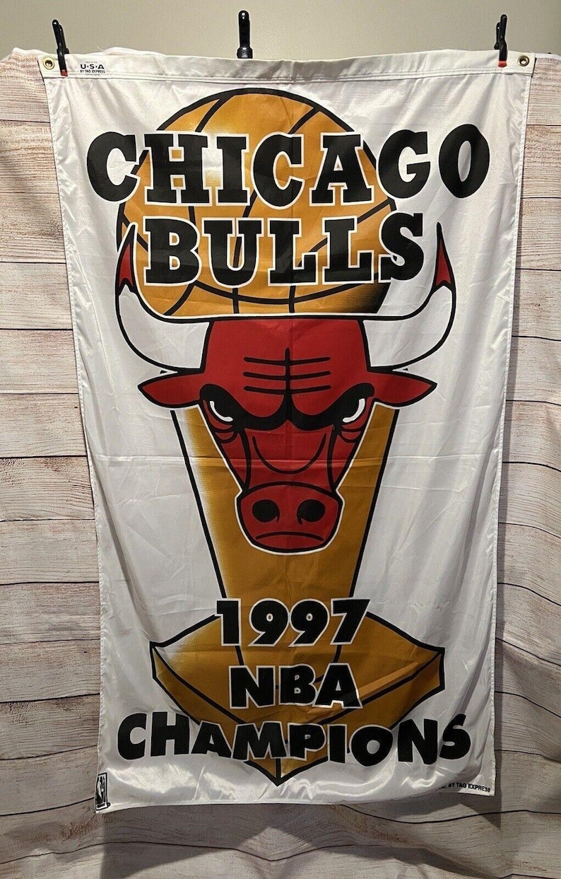 Vintage NBA Chicago Bulls Man Cave Flag Banner 1997 Champions 35"x58 ...