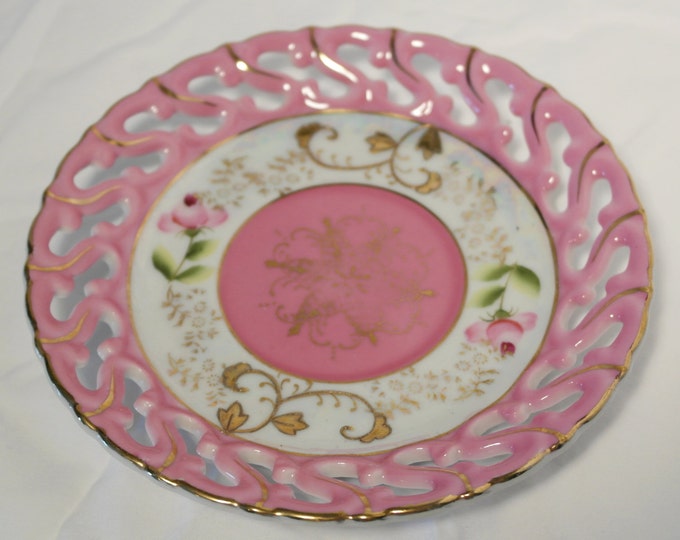 Porcelain Plate Hand Painted Pink Roses Antique Plate - Etsy