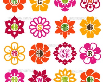 Flower monogram svg | Etsy