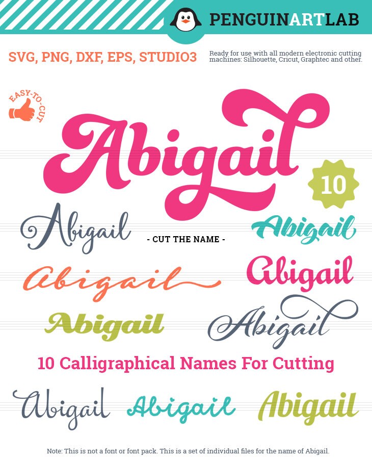 Abigail 10 SVG Calligraphy Names For Cutting and Additional | Etsy