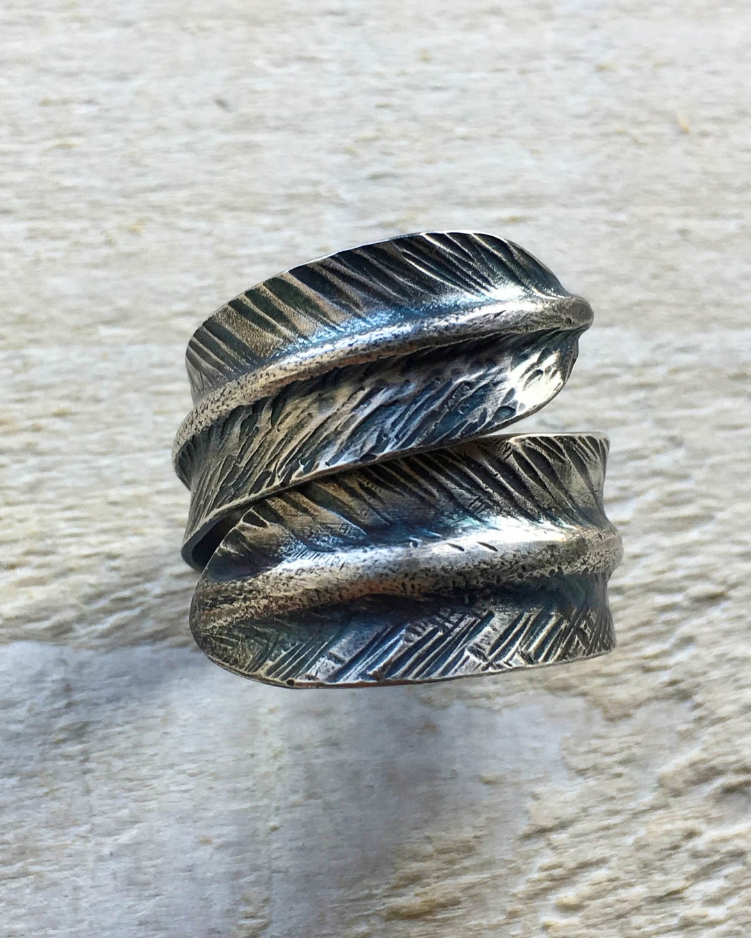 Silver Feather Ring, Adjustable Wraparound Feather Ring, Angel Feather ...