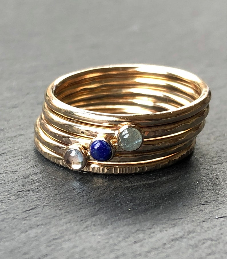 Gold Birthstone Stacking Ring 14 Kt Gold Filled Gemstone - Etsy