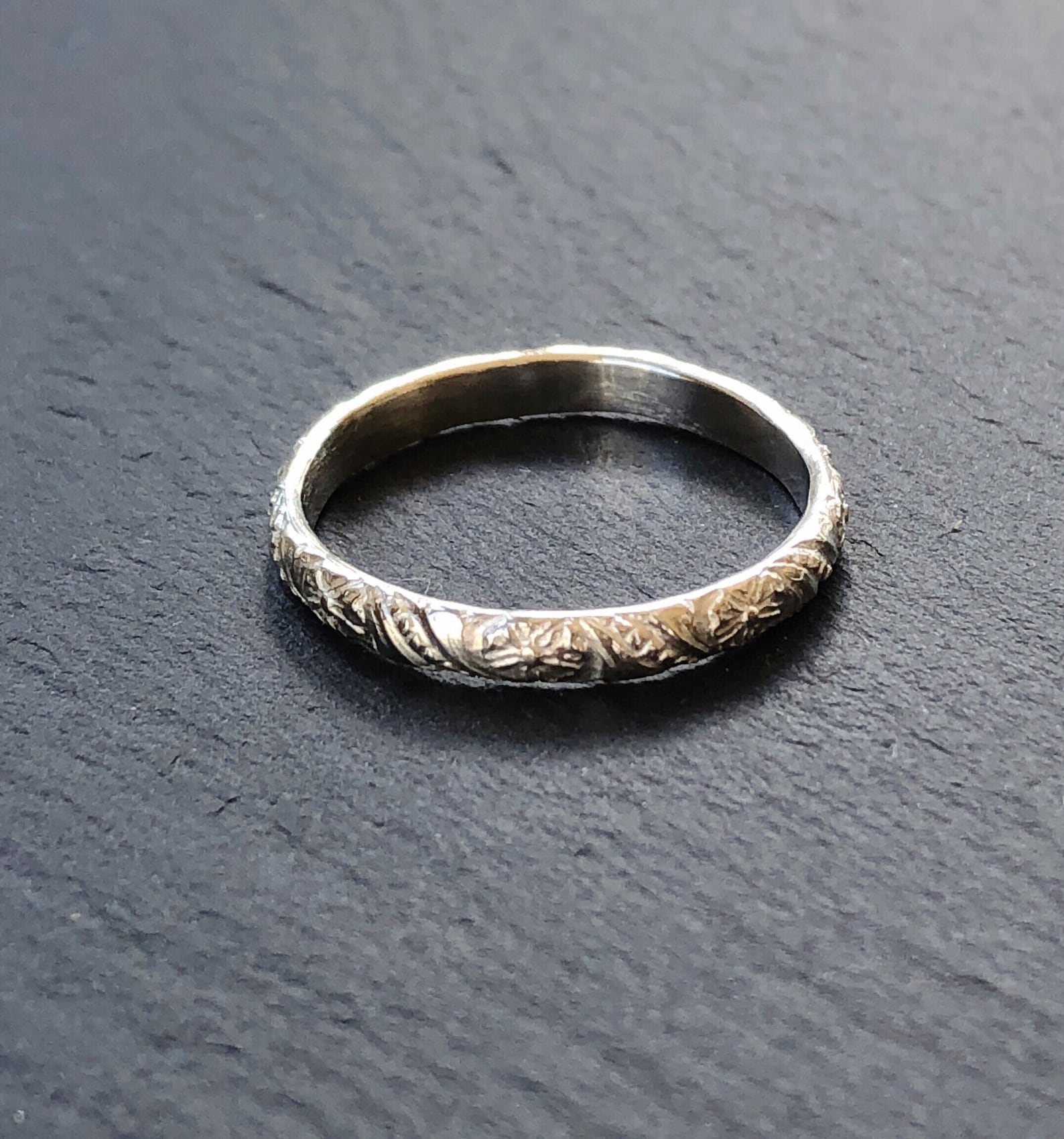Flower Ring Patterned Sterling Silver Ring Delicate Silver | Etsy UK