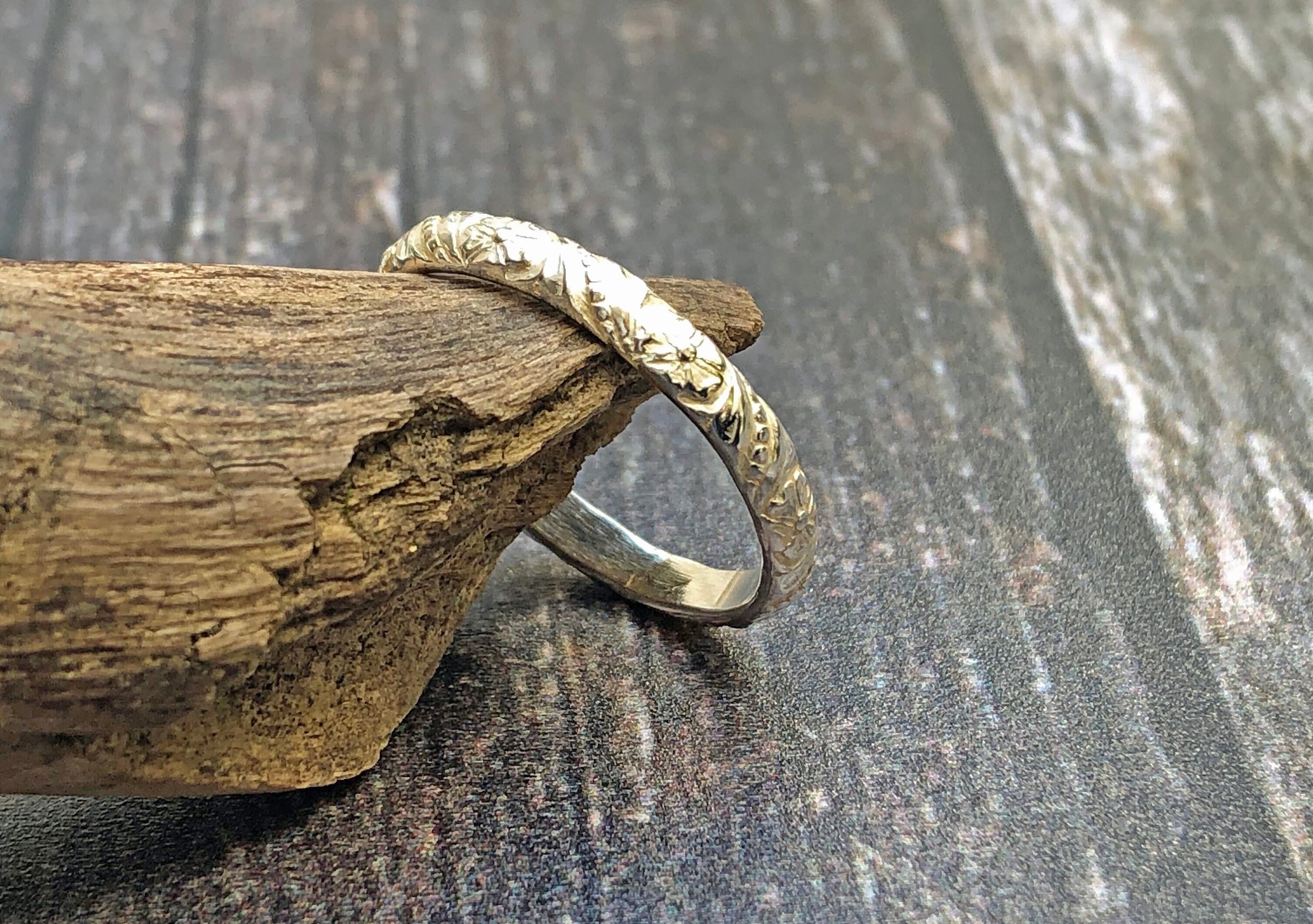 Flower Ring Patterned Sterling Silver Ring Delicate Silver | Etsy UK