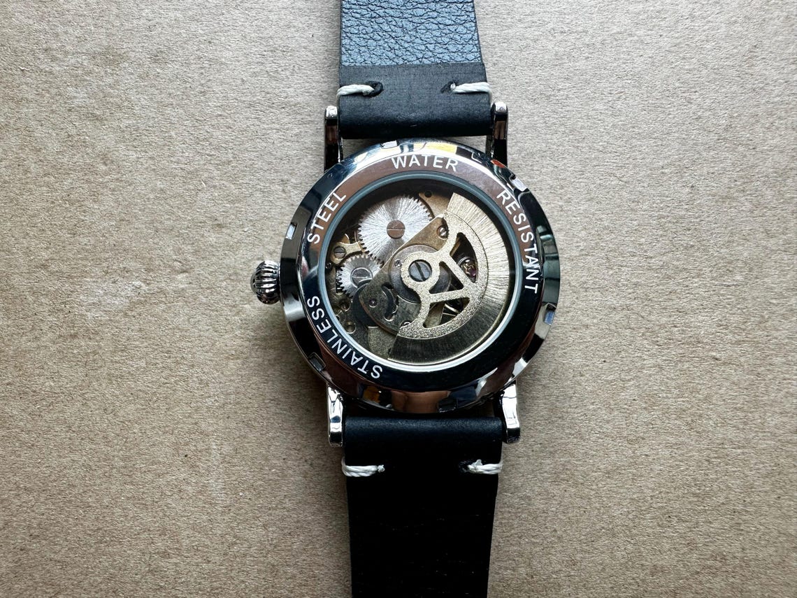 Stained-glass Raven Goth Crow Art Mechanical Leather Wrist Watch - Etsy