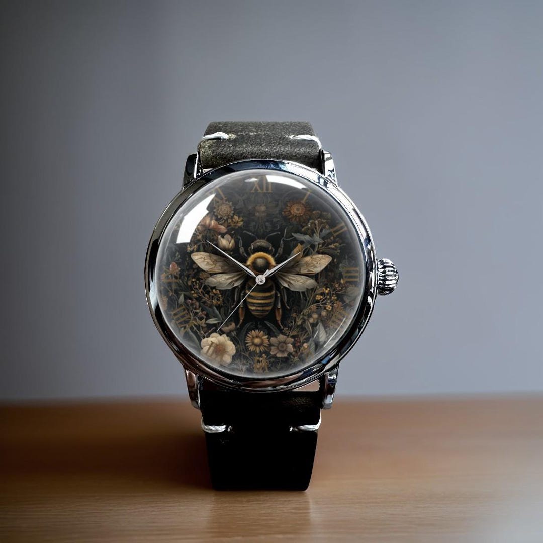 Vintage Flower Honey Bee Art Mechanical Leather Wrist Watch - Etsy
