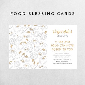 Jewish Food Blessing Cards. Hebrew, Transliteration and English. Modern ...