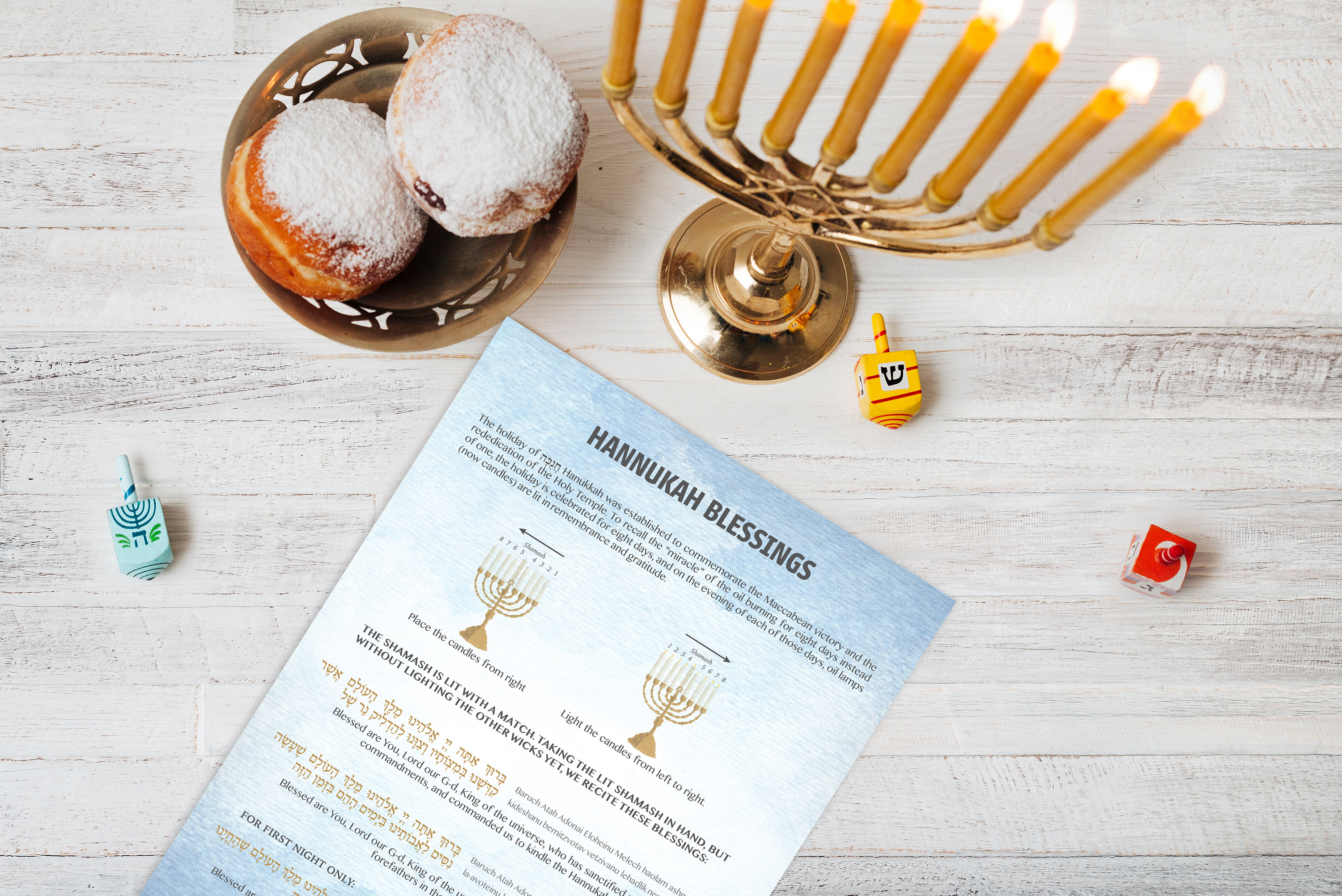 Printable Hanukkah Blessings Card - Etsy