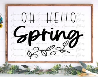 Oh Hello Spring Script Stencil With Flowers by Studior12 DIY - Etsy